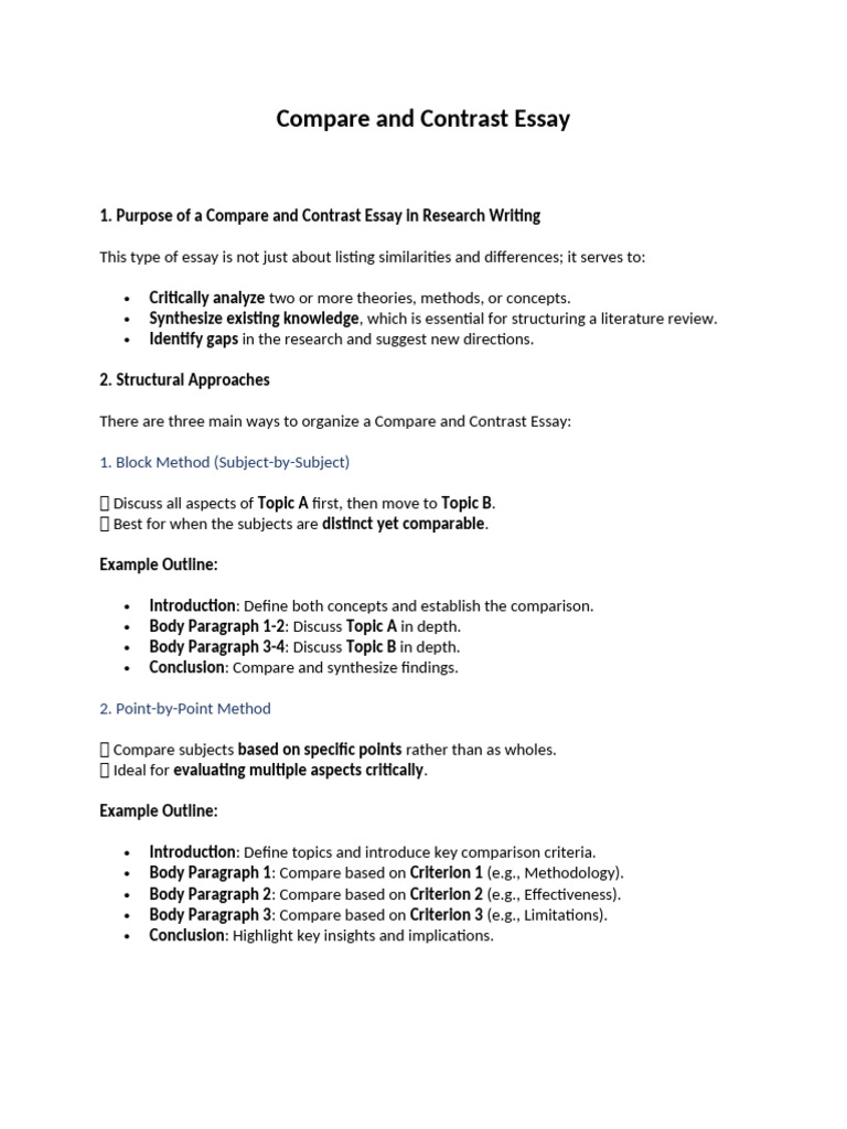 Compare and Contrast Essay | PDF | Methodology | Qualitative Research