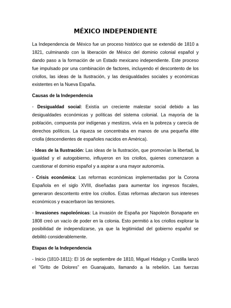 México Independiente | PDF | México | Nueva españa
