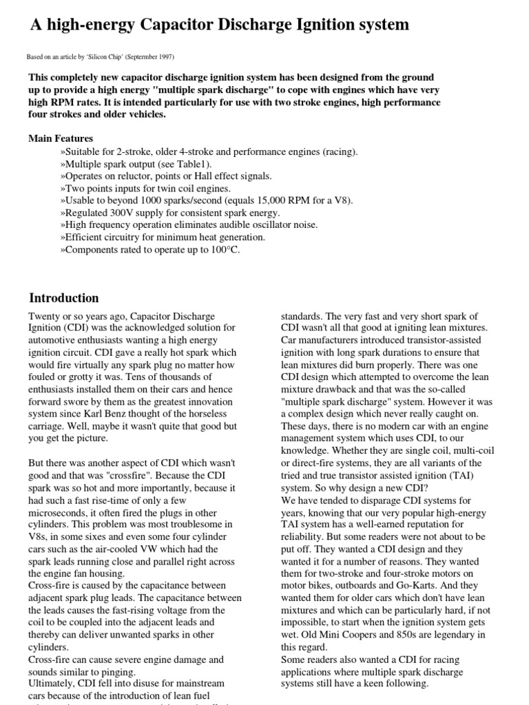 High-Performance Capacitor Discharge Ignition System for Racing Engines ...