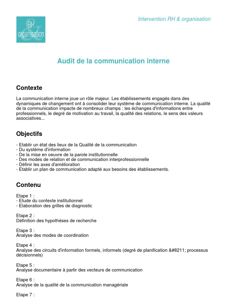 Audit de La Communication Interne | PDF | la communication | Cognition