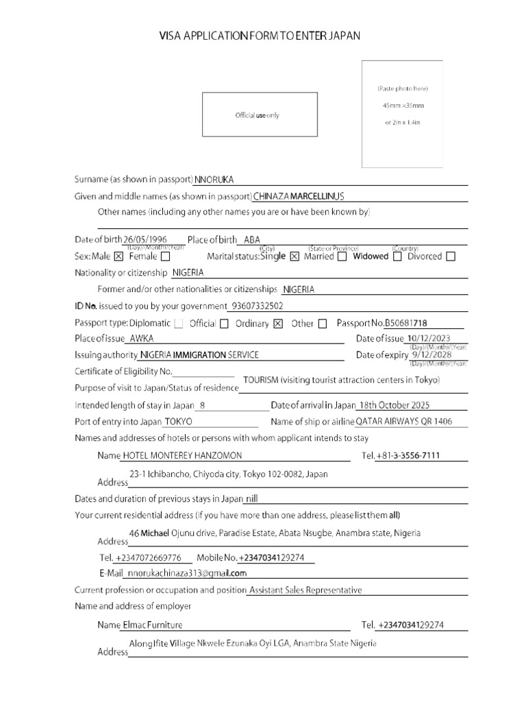 Nnoruka Japan Form1 | PDF
