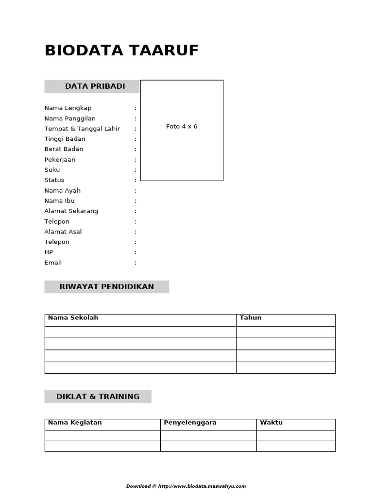 Biodata Taaruf | PDF