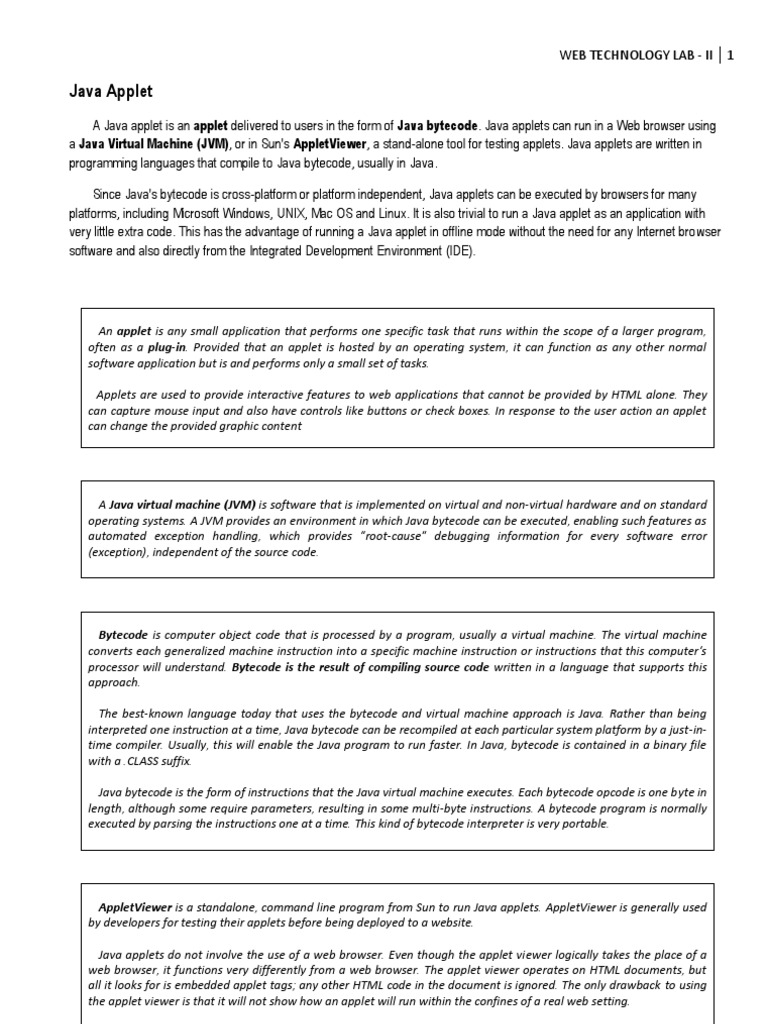 Java Applet | PDF | Java Virtual Machine | Java (Programming Language)