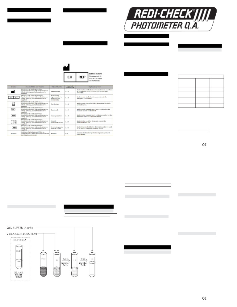 Redi-Check Photometer Calibration Guide | PDF | Calibration | Absorbance