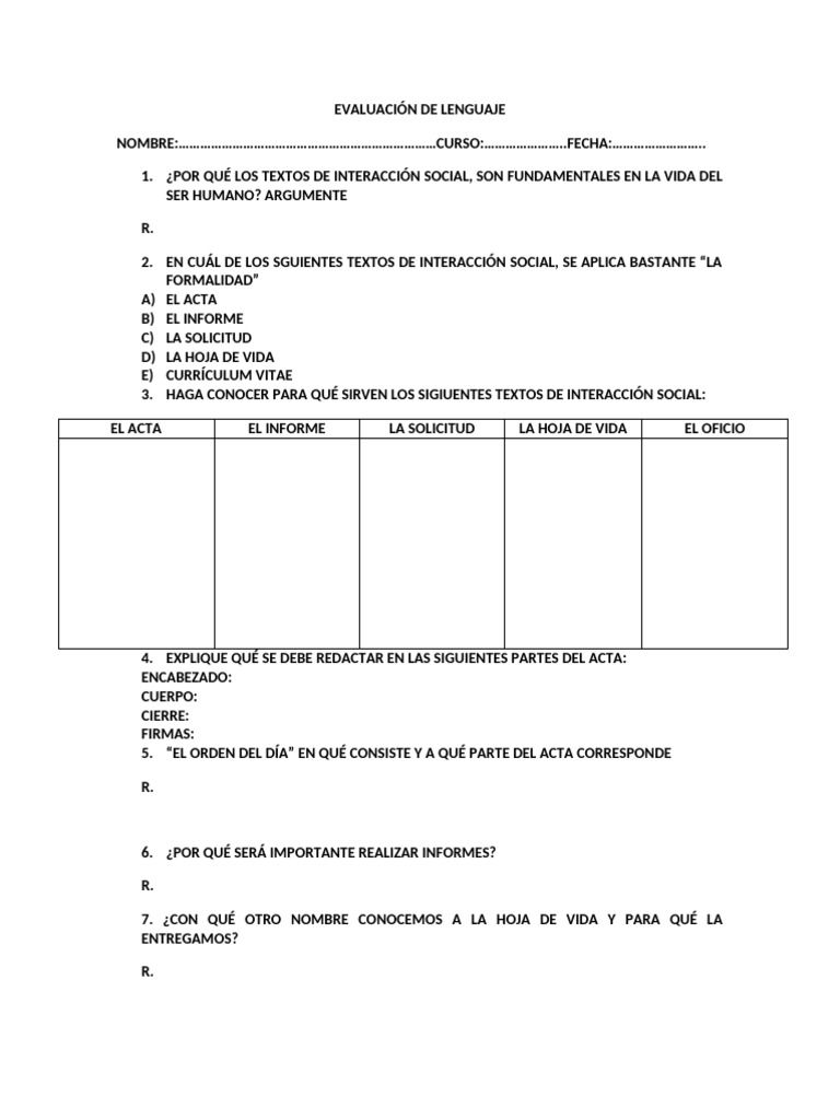 Eval. Acta, Solicitud y Técnicas de Expresión Oral | PDF