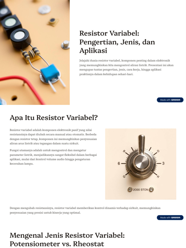 Fungsi dan Jenis Resistor Variabel | PDF