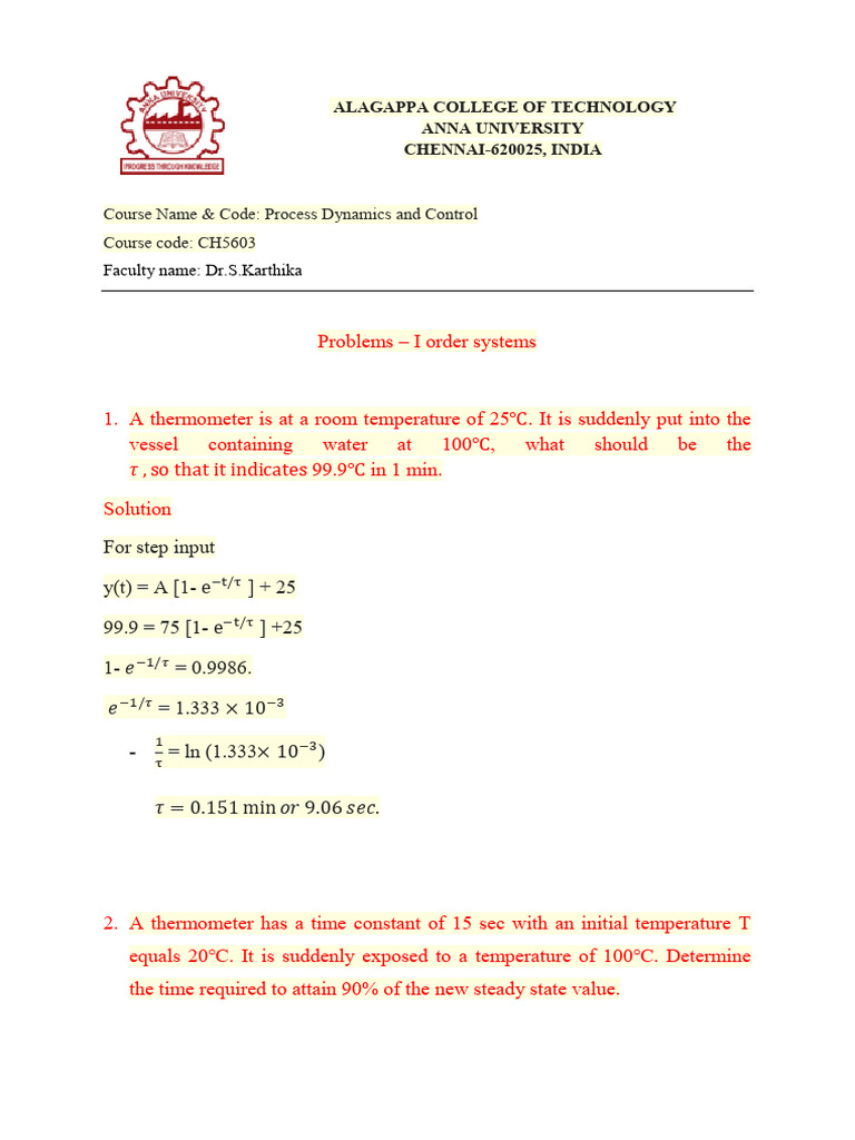 Unit 2 - Problems | PDF | Temperature | Chemical Engineering
