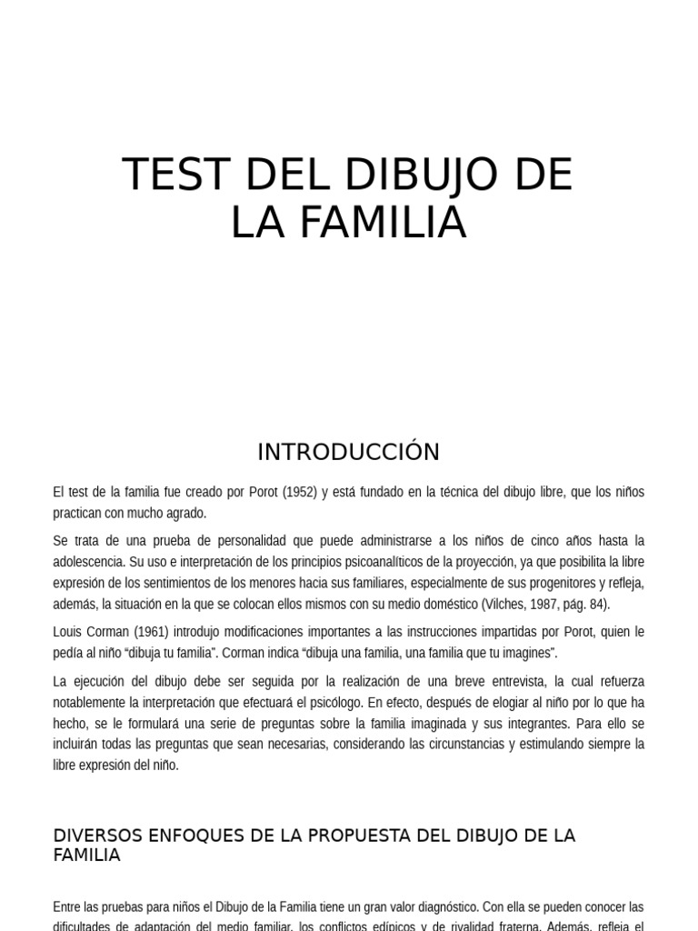 Test de Dibujo de la Familia: Guía y Aplicación | PDF | Dibujo | Sicología