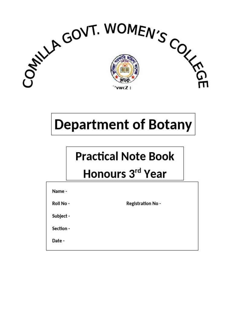 Botany Practical Notebook - Honours 3rd Year | PDF