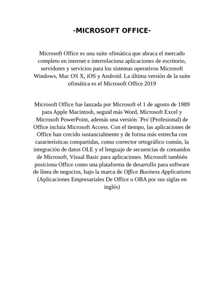 Historia y Evolución de Microsoft Office | PDF | Microsoft Office ...