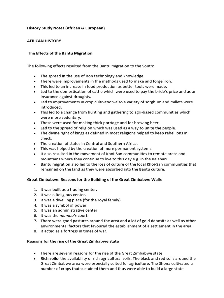 O-Level Zim History Notes | PDF