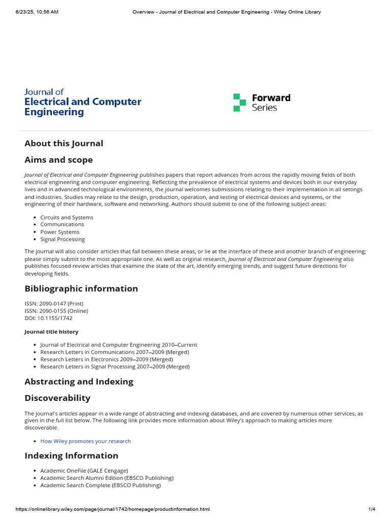 Overview - Journal of Electrical and Computer Engineering - Wiley ...