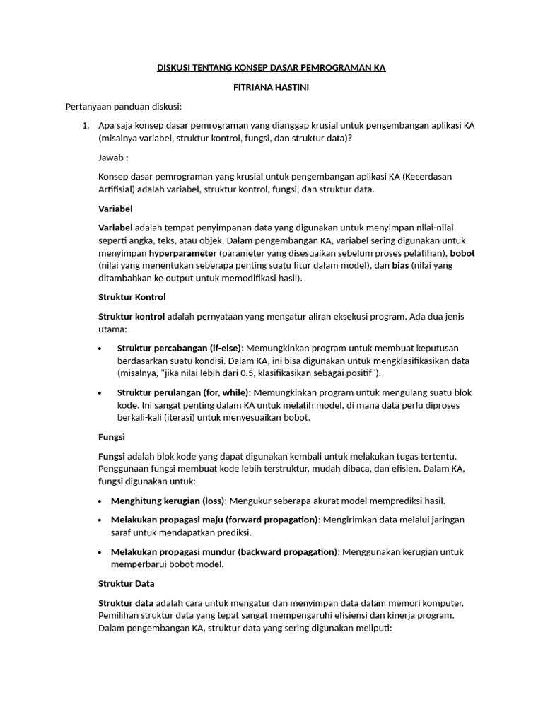 Diskusi Tentang Konsep Dasar Pemrograman Ka | PDF