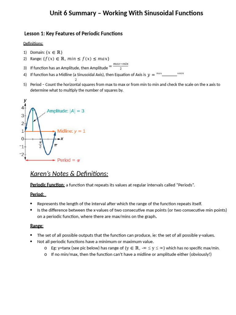 Unit6 WorkingWithSinusodialFunctions StudyNote UnitSummary | PDF | Elementary Mathematics ...