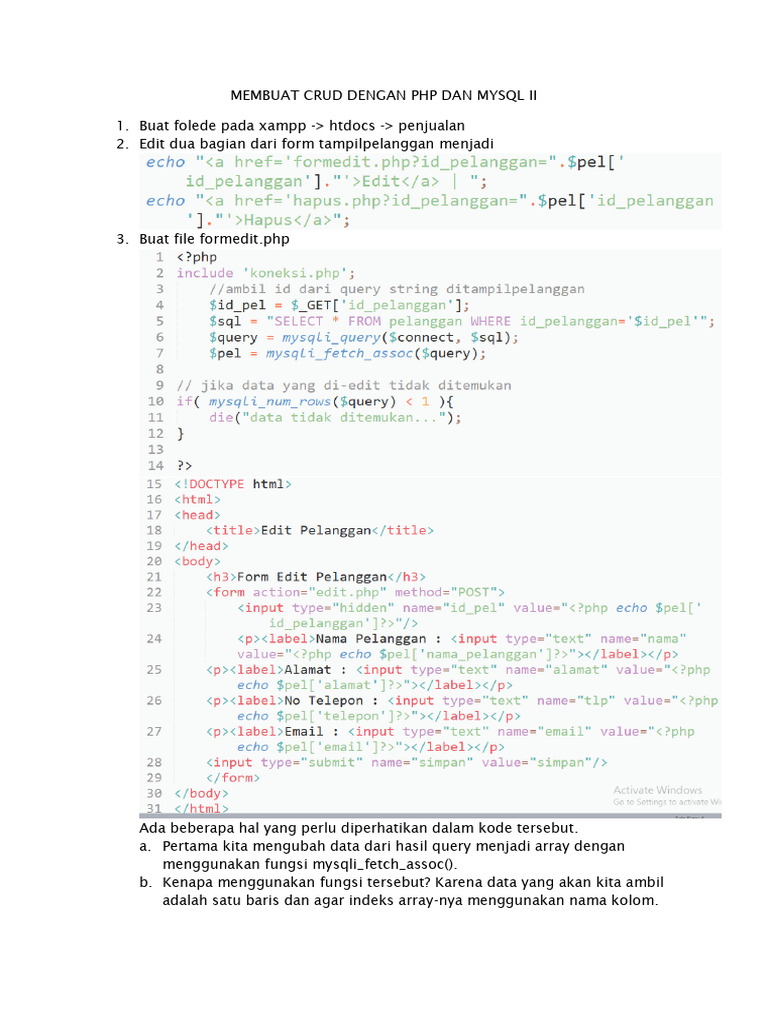 Membuat Crud Dengan PHP Dan Mysql II | PDF