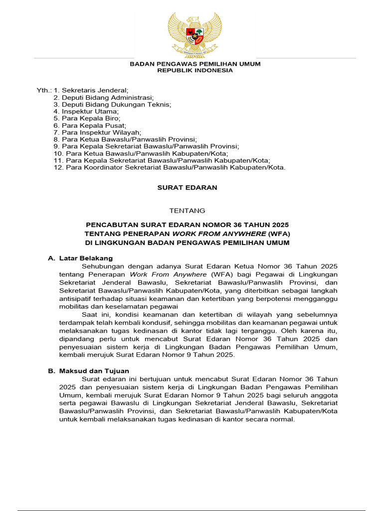 Surat Edaran Ketua Nomor 37 - Pencabutan Surat Edaran Nomor 36 Tahun ...