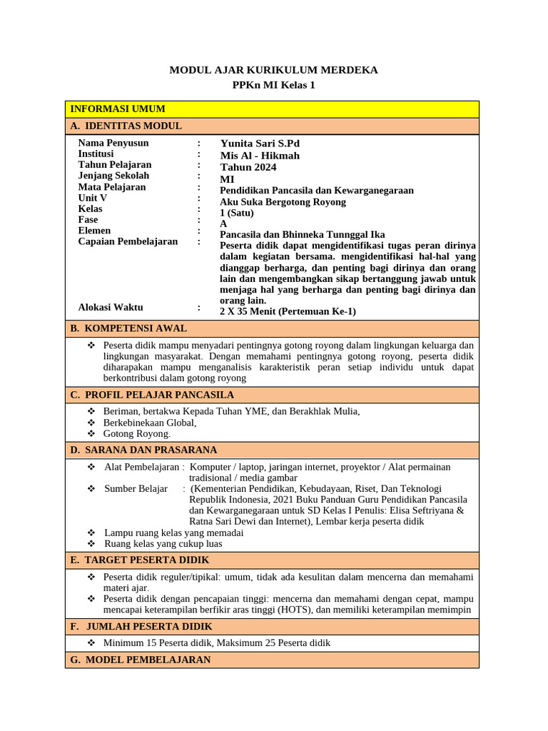Modul Ajar PPKN Unit V | PDF