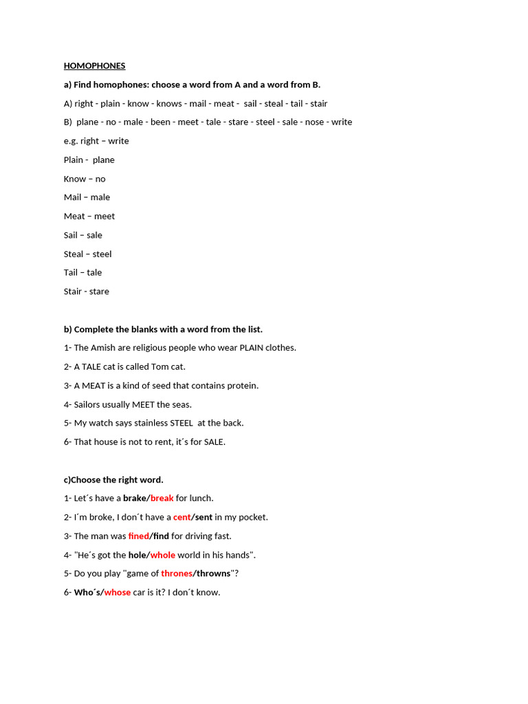 Homophones and Pronunciation Activities | PDF | Dialect | Languages