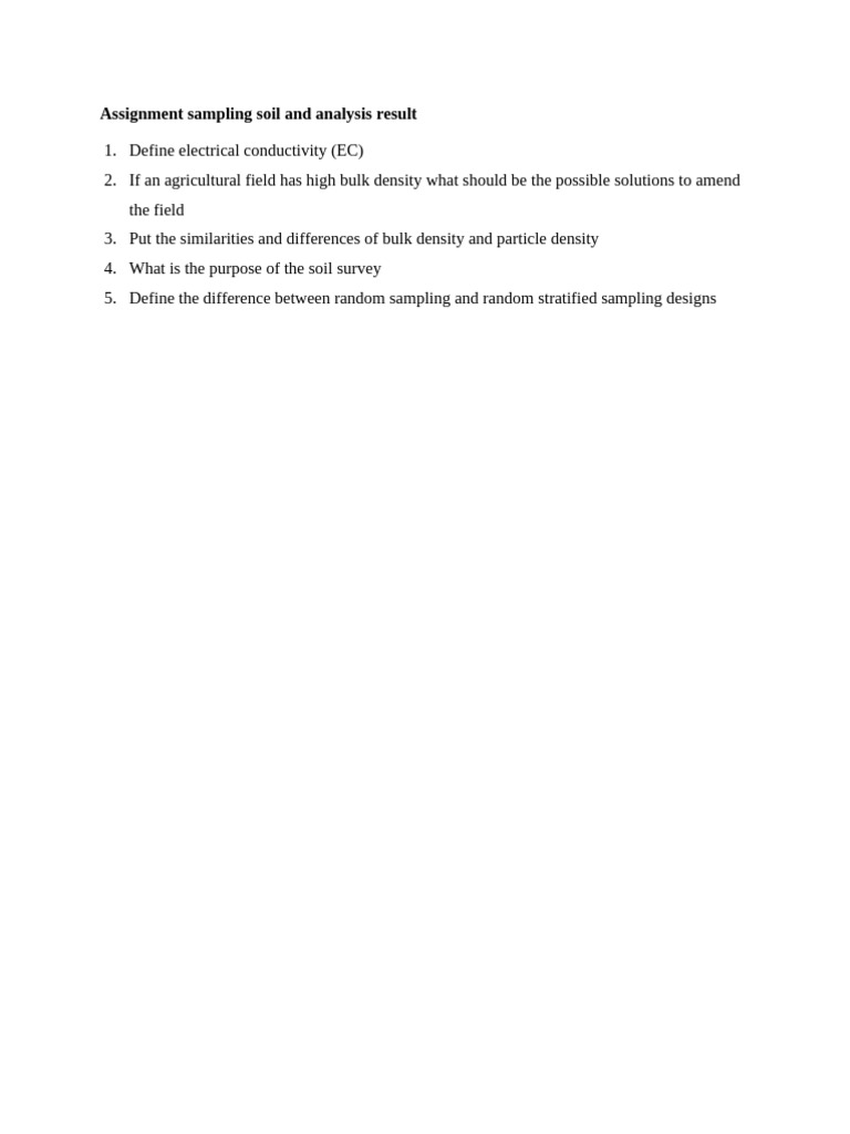 Assignment Sampling Soil and Analysis Result | PDF