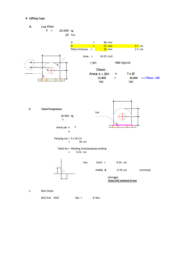 Lifting Lugs Design and Safety Analysis | PDF