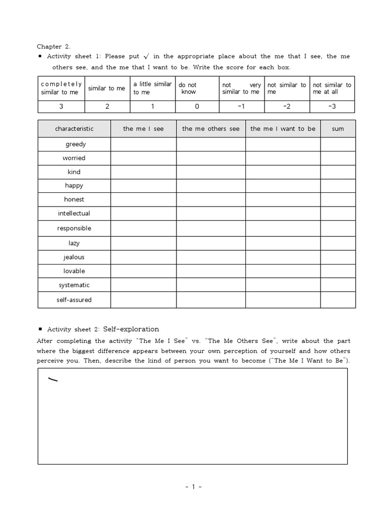 Self-Exploration Activity Guide | PDF | Psychological Concepts | Psychology