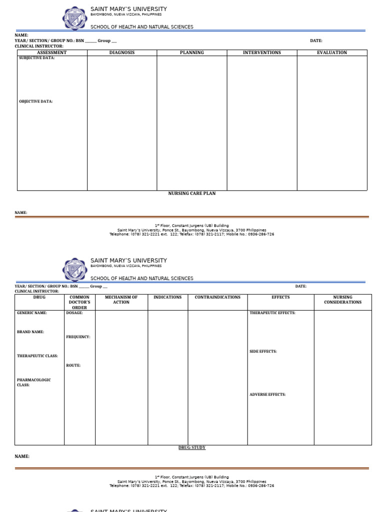 Updated Drug Study and NCP Format Long4 | PDF | Social Programs | Pharmacy