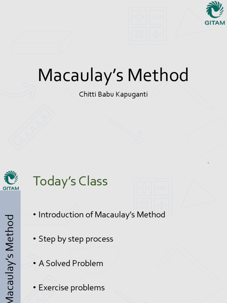 Unit I - Macaulay’s Method 18.07.2025 | PDF | Bending | Beam (Structure)