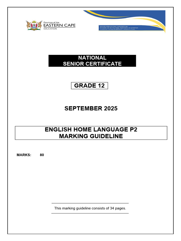 English P2 September 2025 Marking Guide | PDF | Hamlet | The Picture Of ...