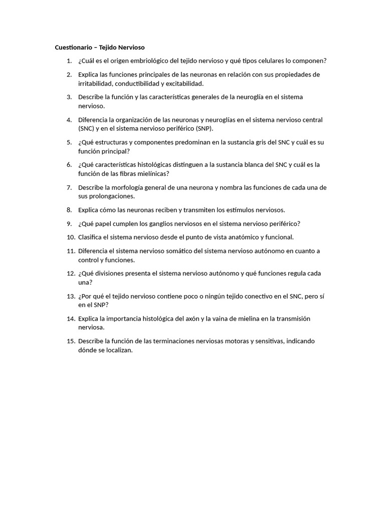 Cuestionario SNC 1 | PDF