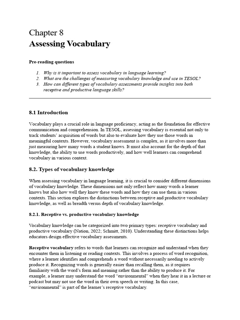 Chapter 8 Vocab 9 Gram | PDF | Vocabulary | Educational Assessment