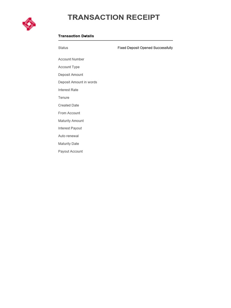 Fixed Deposit Transaction Receipt | PDF