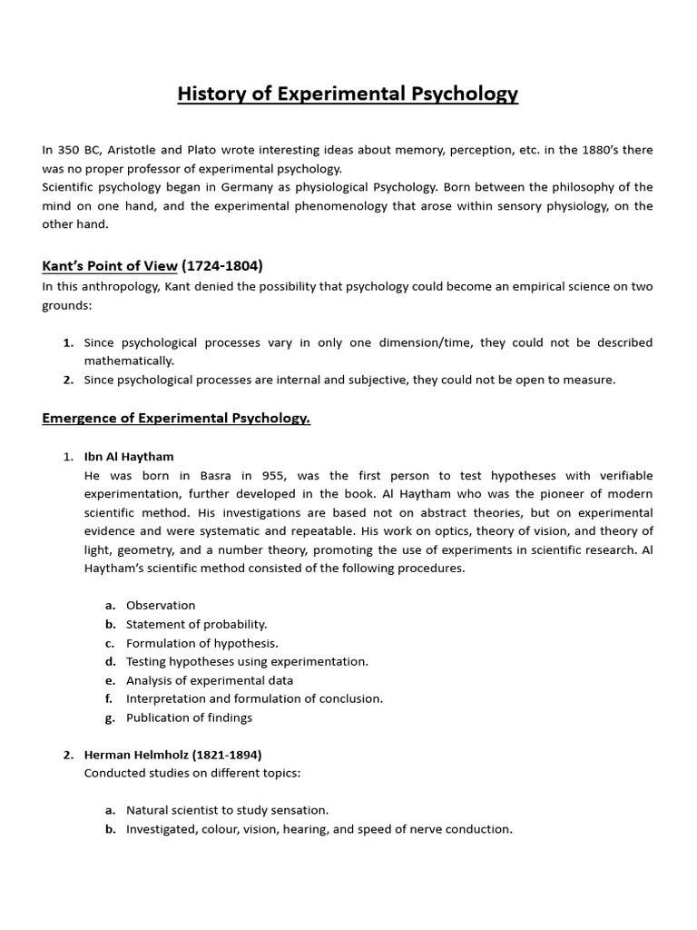 History of Experimental Psychology | PDF | Psychophysics | Psychology