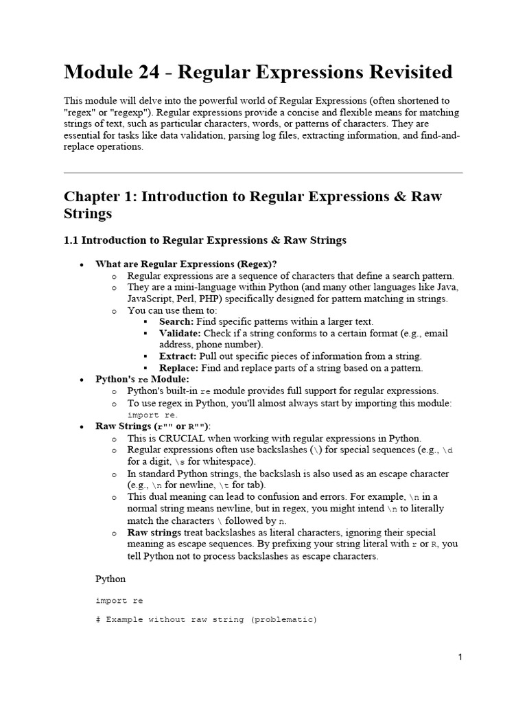 Module 24 Regular Expressions Revisited | PDF | Regular Expression | Computing