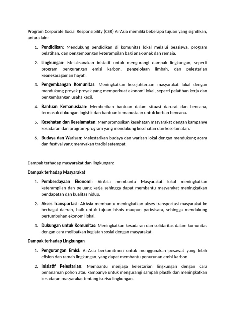 Corporate Social Responsibility AirAsia | PDF