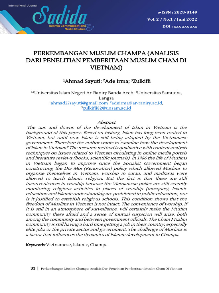Perkembangan Islam di Champa, Vietnam | PDF