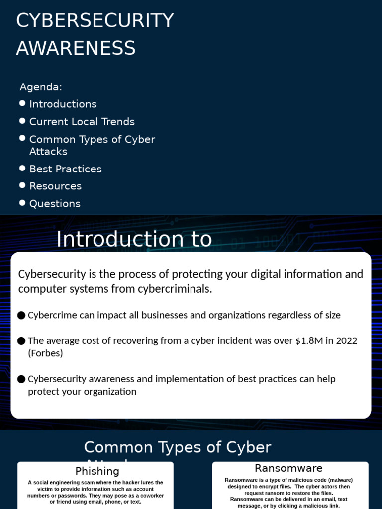 Cybersecurity Awareness Presentation | PDF | Security | Computer Security