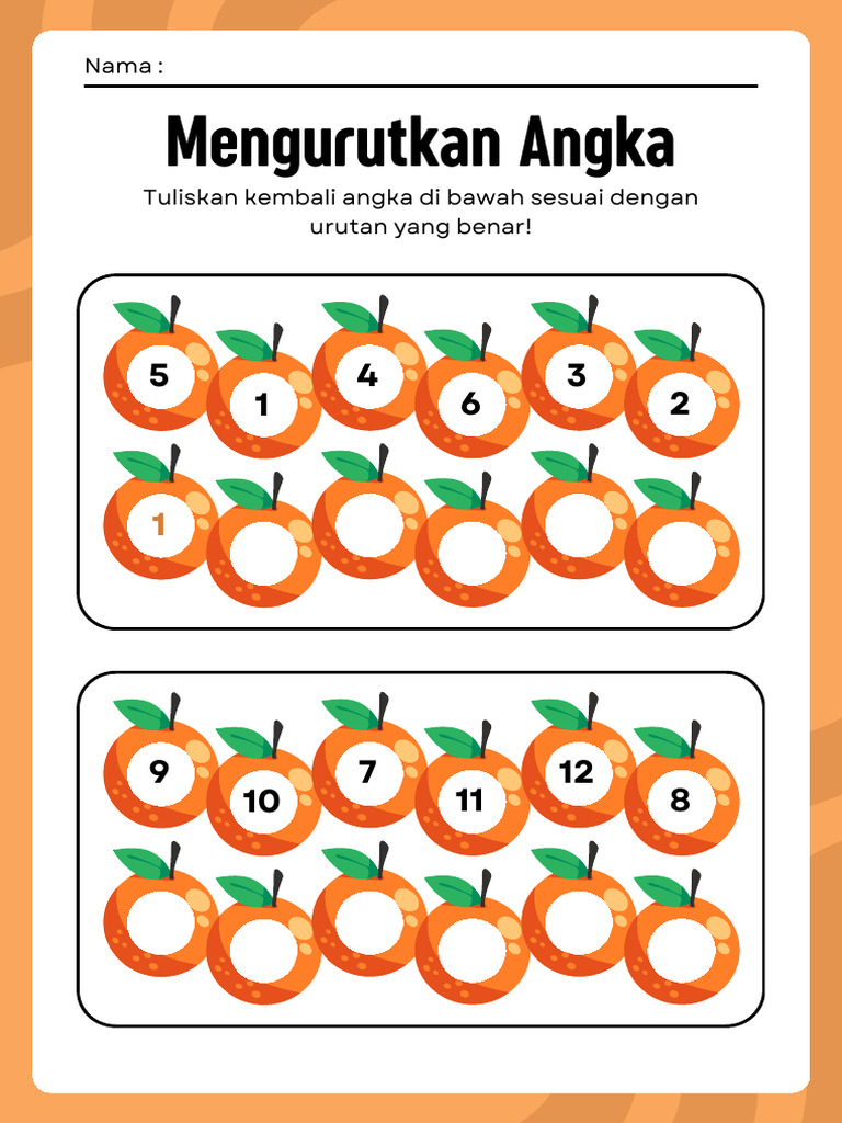 Lembar Kerja Mengurutkan Angka 1-12 Oranye Ilustrasi_20250903_161013 ...