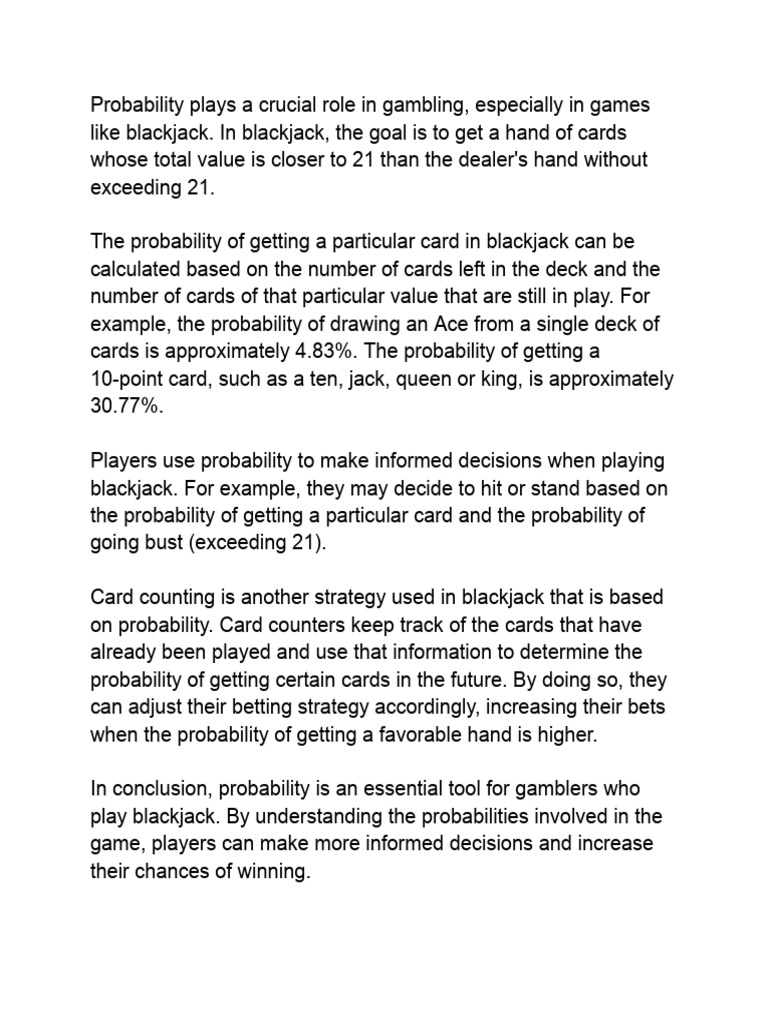 Probability in games like blackjack | PDF
