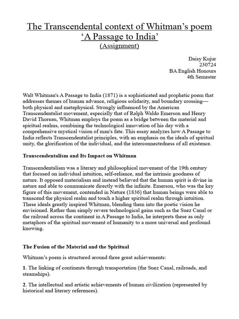 Final SS Assignment | PDF | Transcendentalism | Spirituality