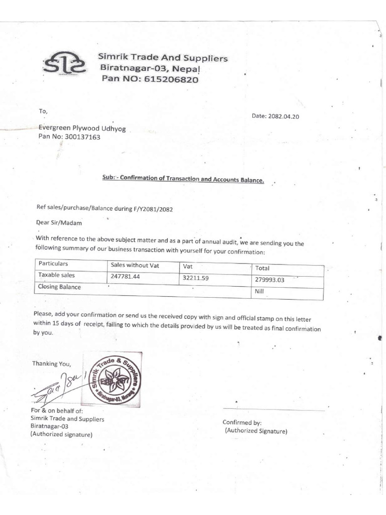 Evergreen Plywood Confirmation06082025 | PDF