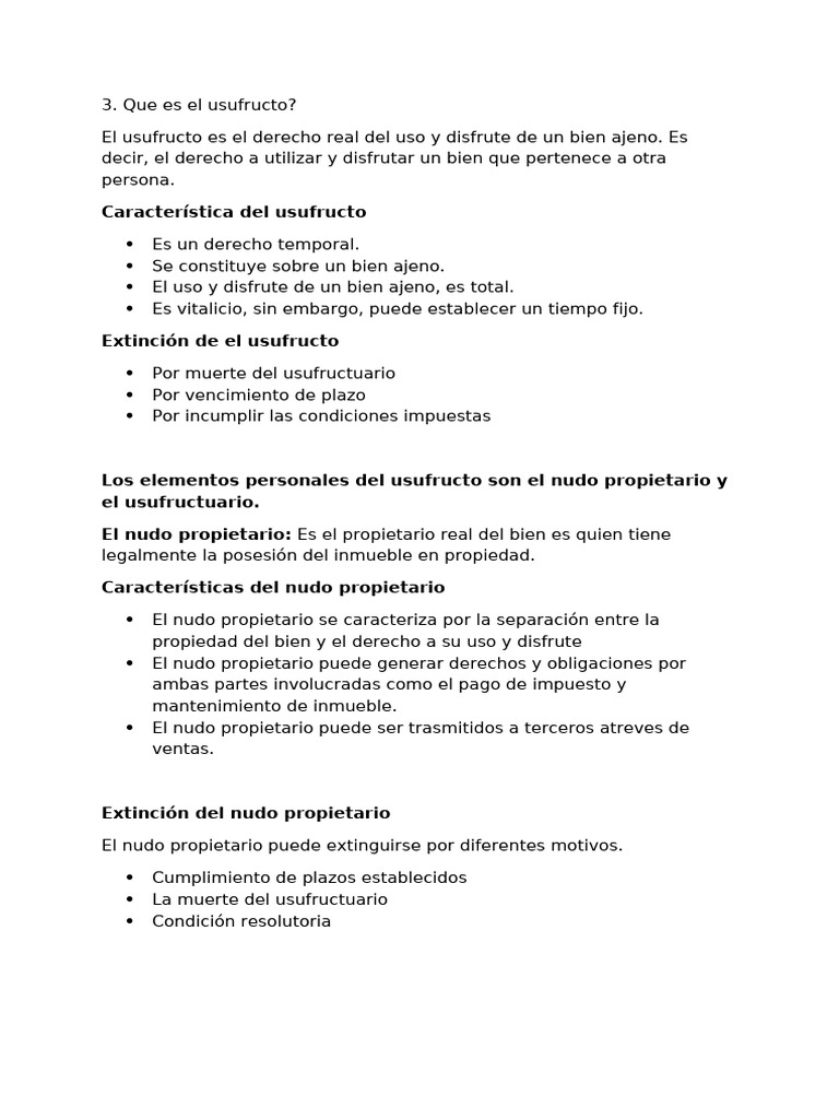 Elementos Personales Del Usufructo Caracteristicas y Formas de Extinguirlo | PDF