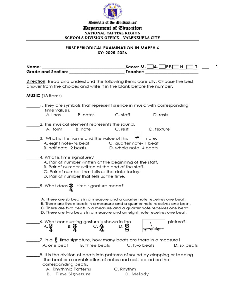MAPEH 6 First Periodical Exam Guide | PDF | Paintings | Comics