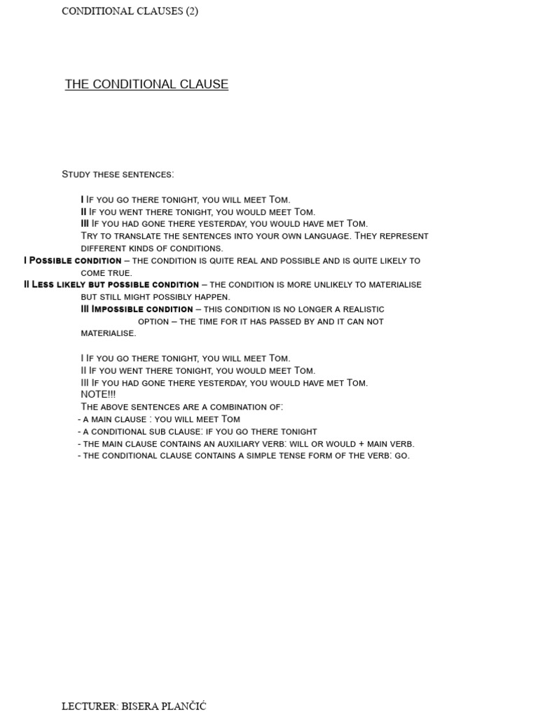 Understanding Conditional Clauses | PDF