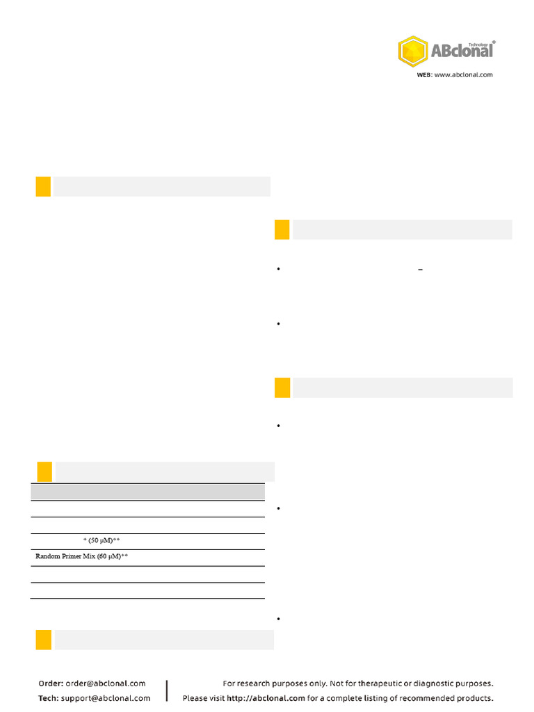 ABscript II cDNA Synthesis Kit Guide | PDF | Complementary Dna | Primer ...