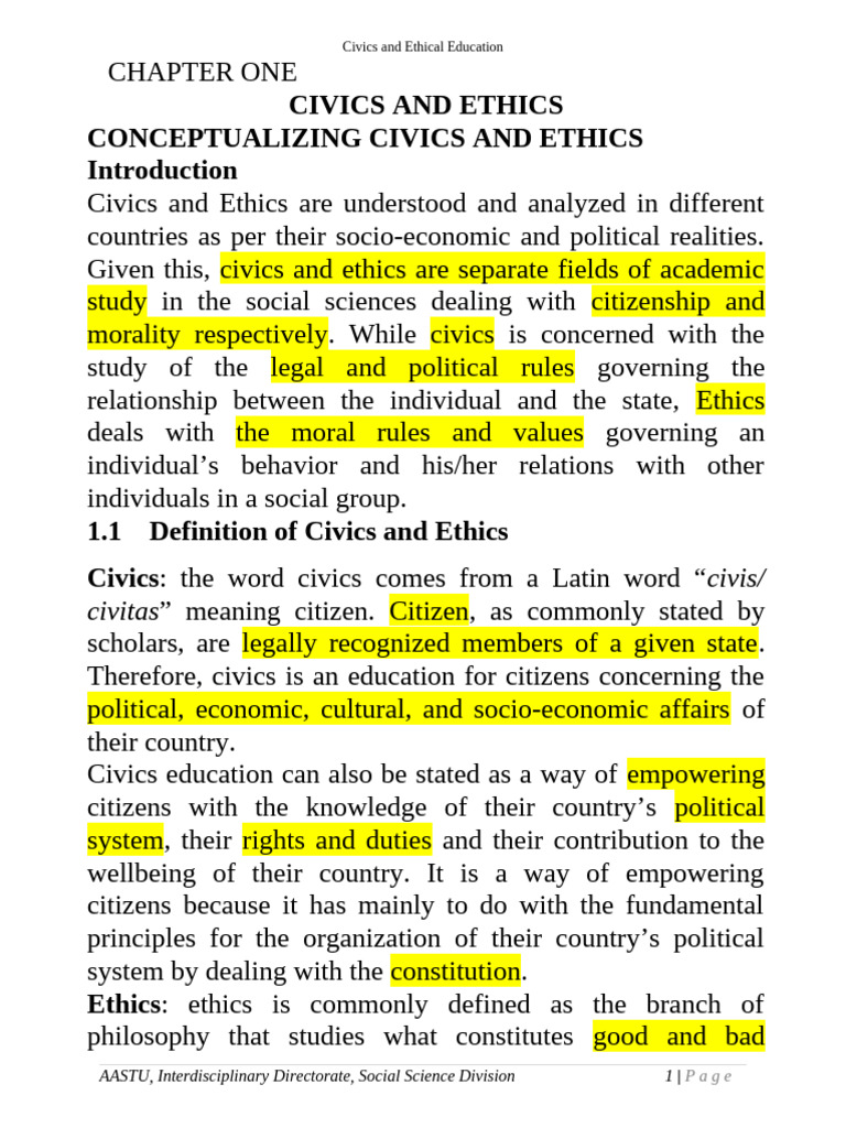 Civics Final Module | PDF | Morality | Psychological Egoism