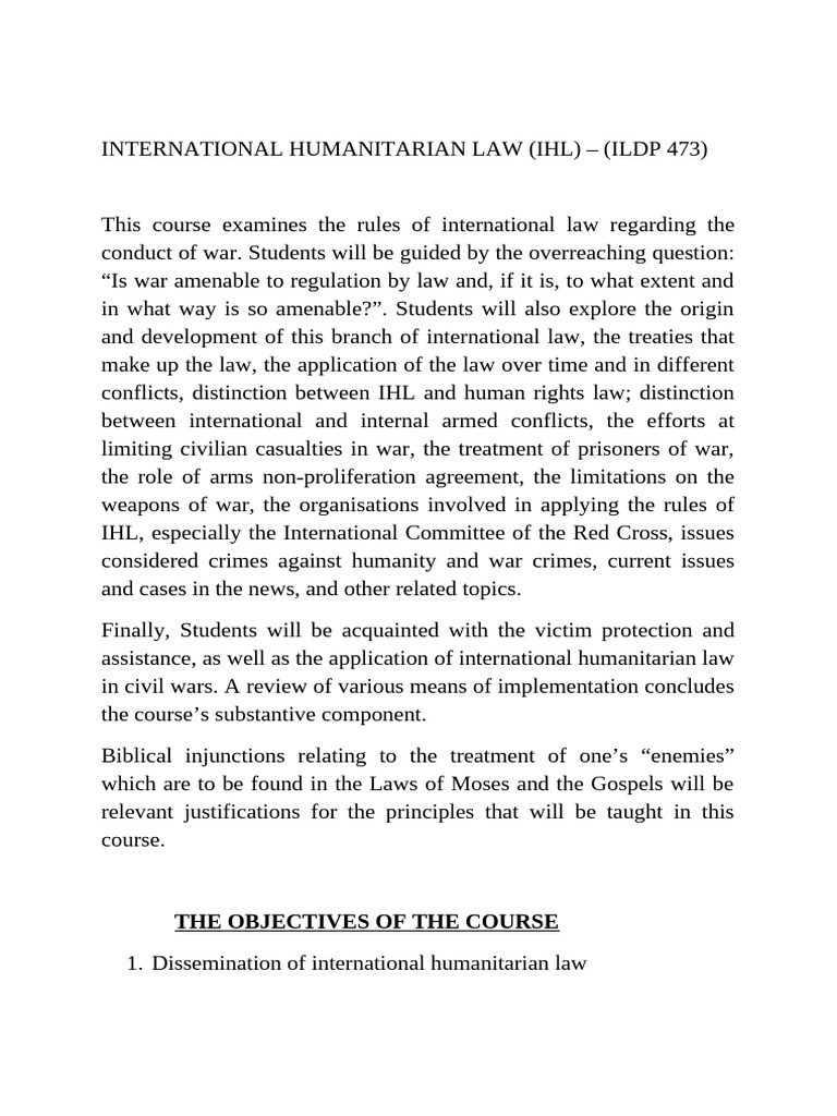 IHL (ILDP 437) - No1 Introduction and Correct Course Outline For ...