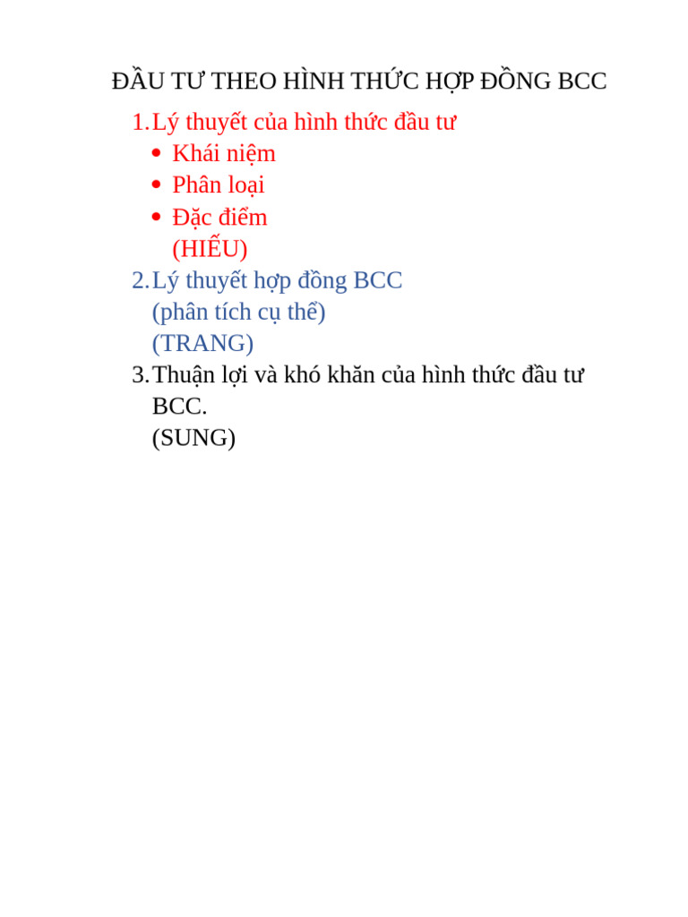 Đầu Tư Theo Hình Thức Hợp Đồng Bcc | PDF