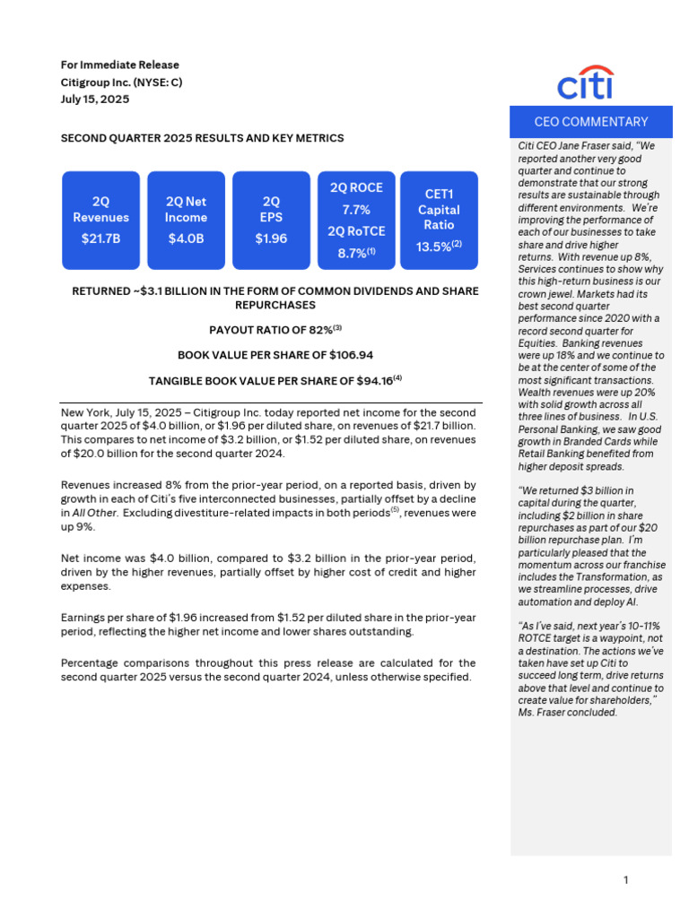 Citi | PDF | Revenue | Loans