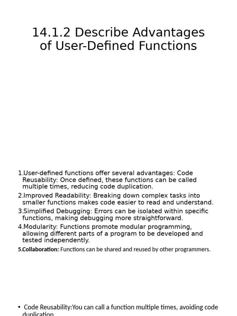 Advantages of User-Defined Functions | PDF