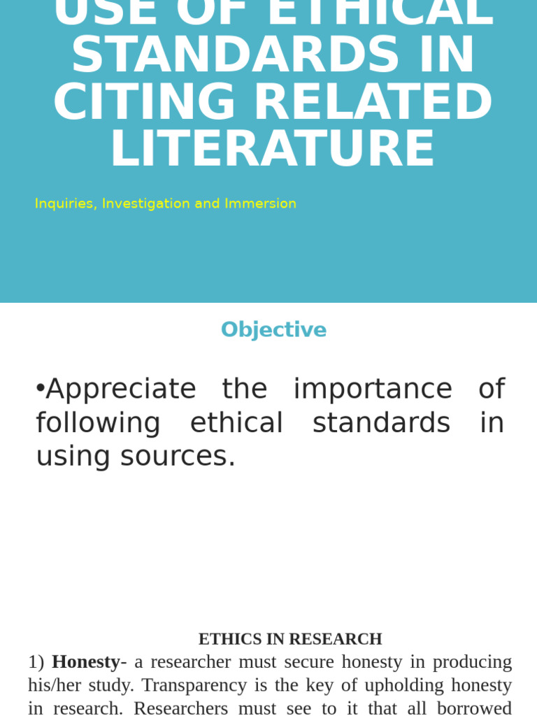 Ethical Standard Citing RL 1 | PDF | Plagiarism | Science